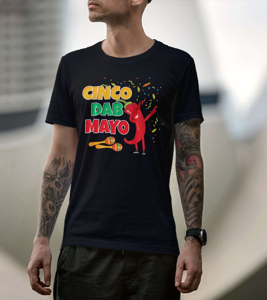 Cinco Dab Mayo Pepper Celebration Maracas Fiesta T-Shirt