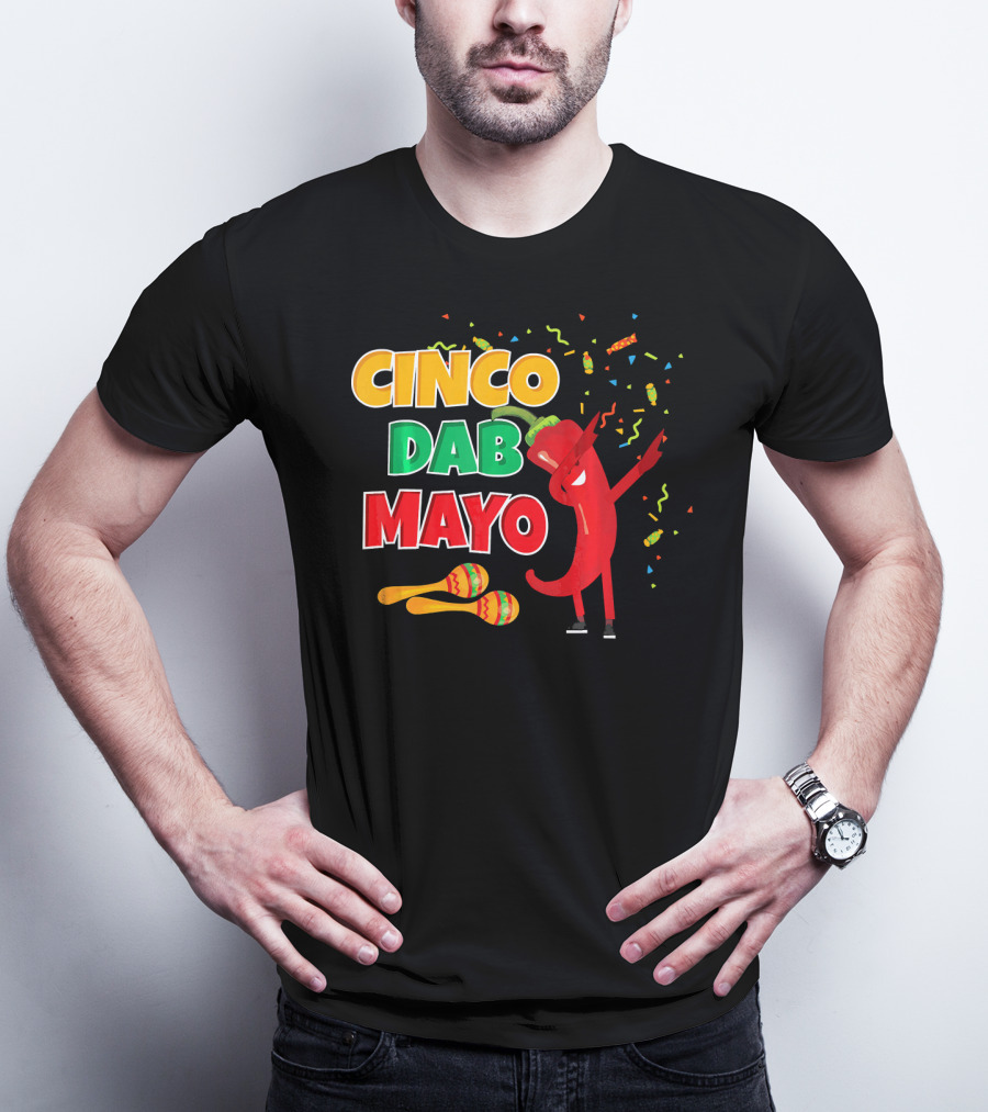 Cinco Dab Mayo Pepper Celebration Maracas Fiesta T-Shirt