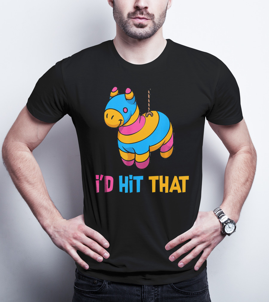 Cute Mexican I'd Hit That Piñata Rope Hanging Colorful Donkey T-Shirt