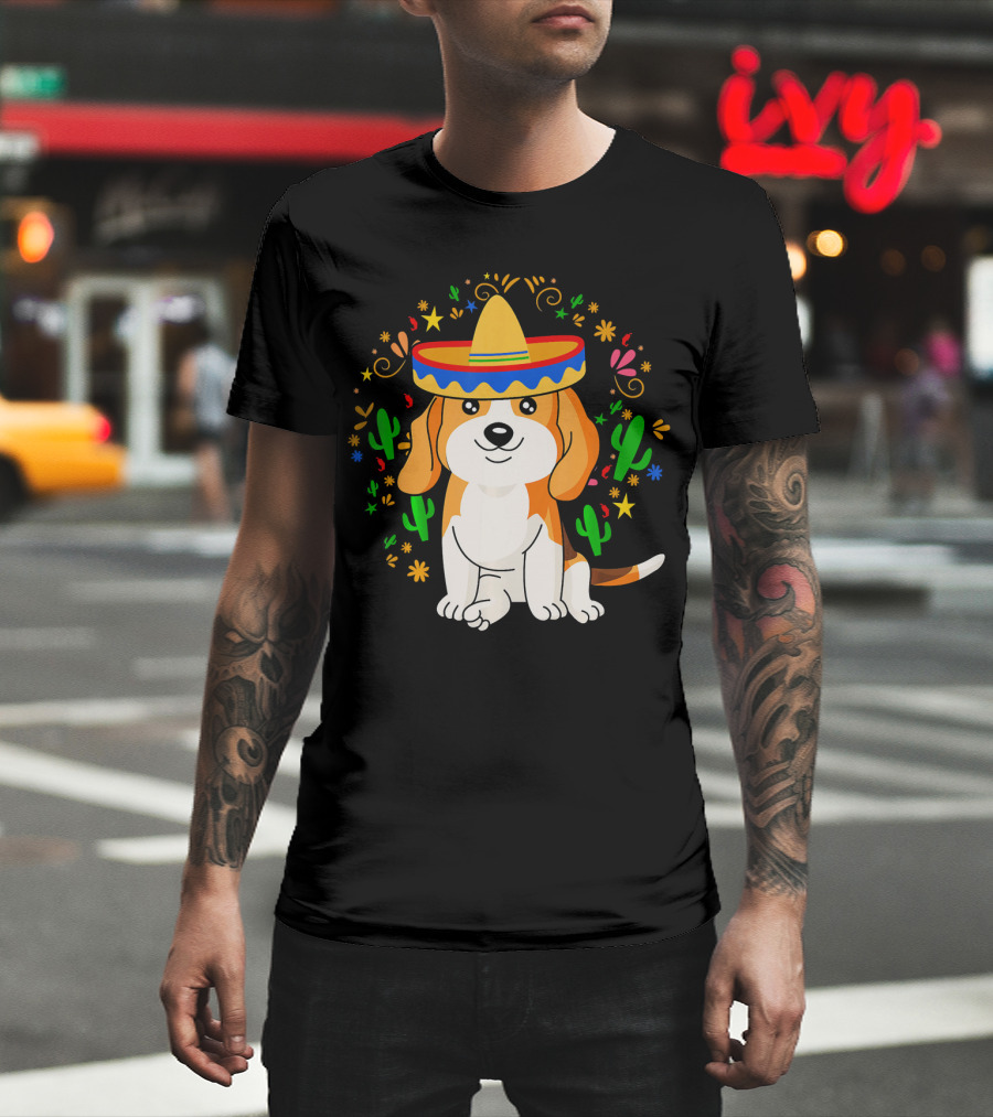 Cinco De Mayo Beagle Sombrero Cactus T-Shirt
