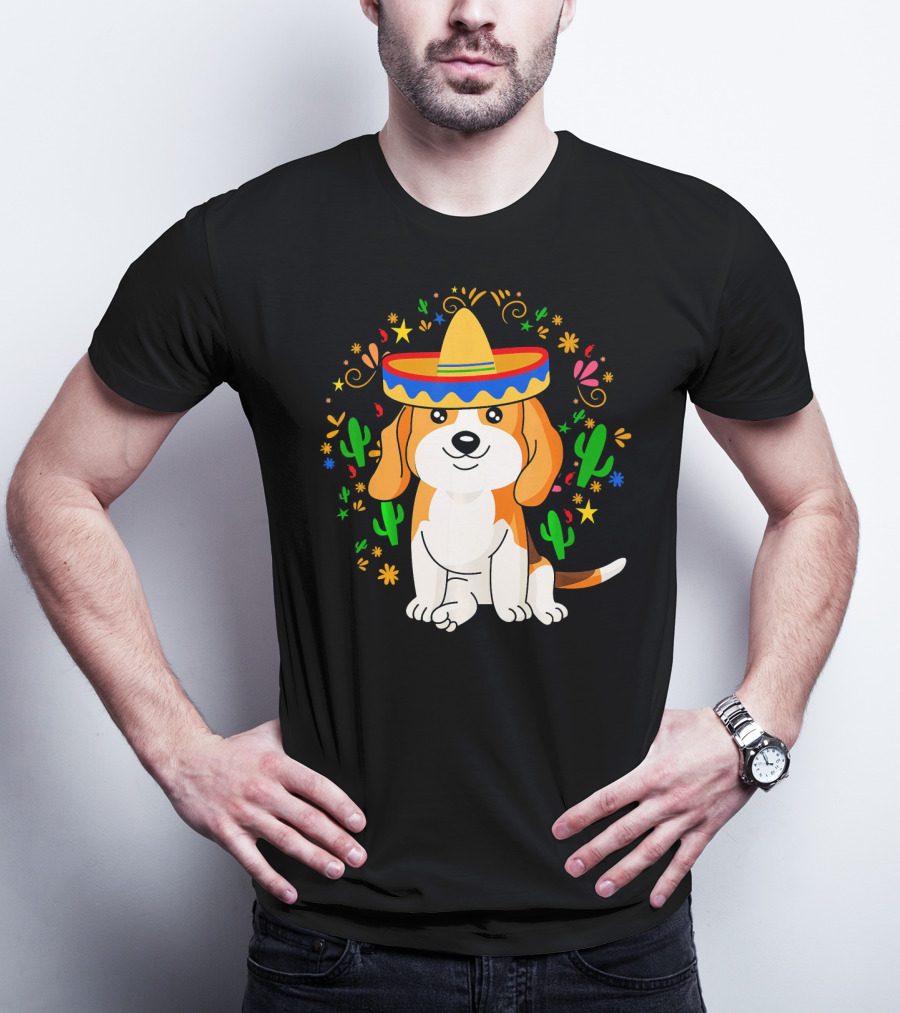 Cinco De Mayo Beagle Sombrero Cactus T-Shirt