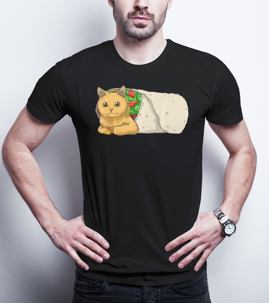Cat Burrito Mexican Cat Cinco De Mayo Festive Humor T-Shirt