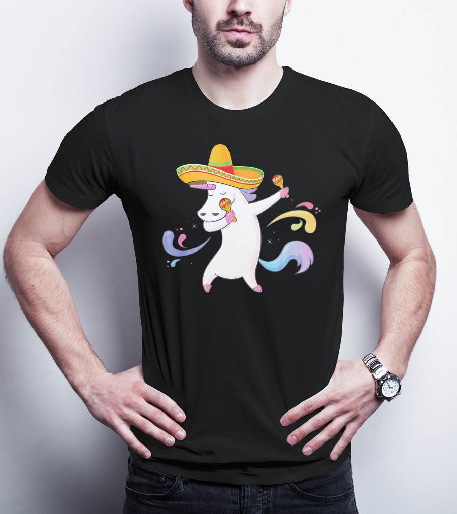 Cinco De Mayo Unicorn With Sombrero And Maracas T-Shirt