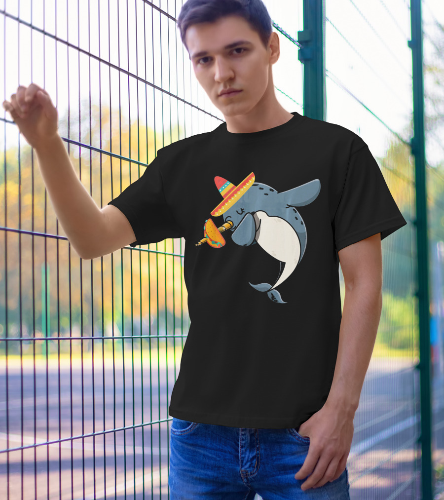 Narwhal Sombrero Taco Cinco De Mayo Funny Narwhal T-Shirt