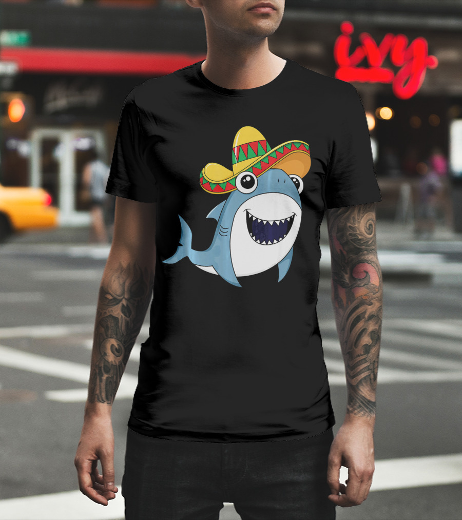 Kids Cinco De Mayo Sombrero Shark Boys Me T-Shirt