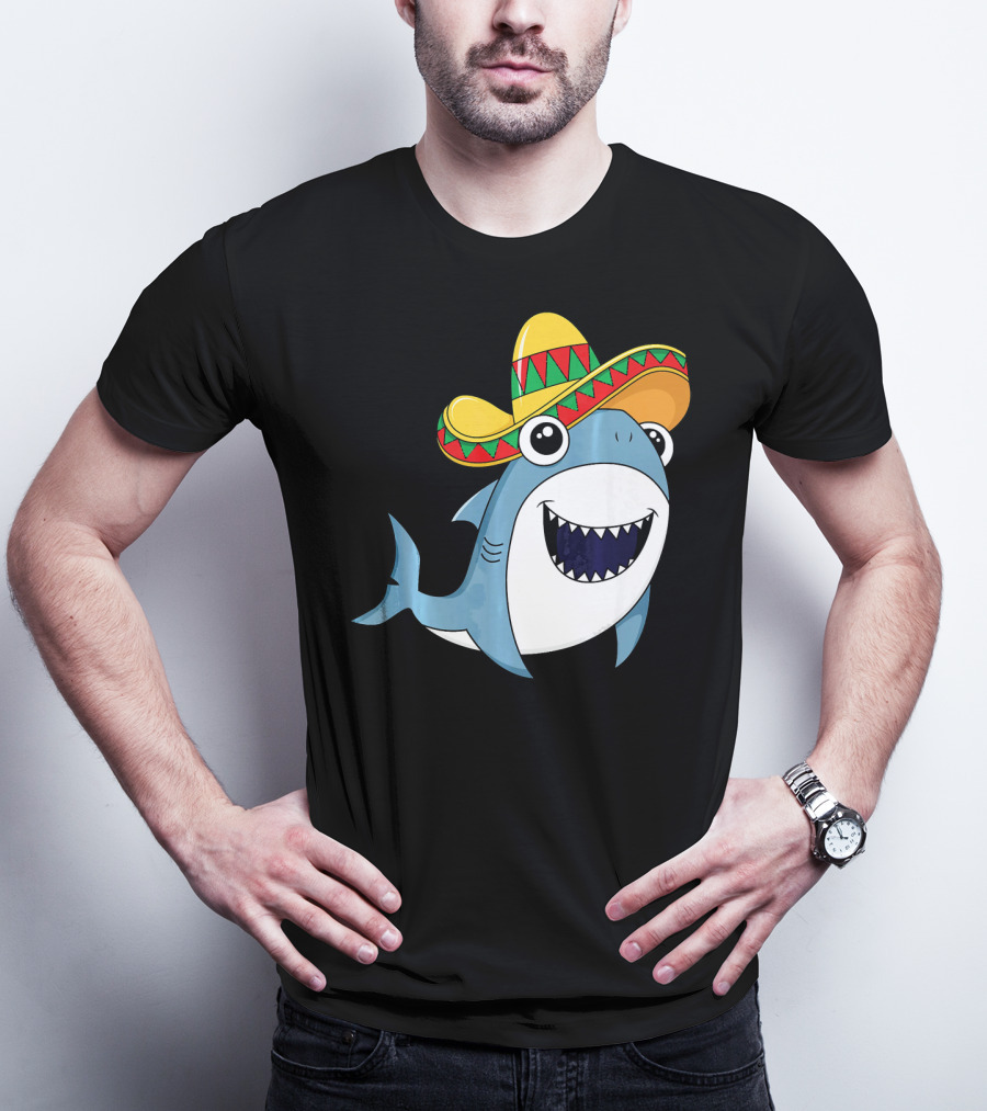 Kids Cinco De Mayo Sombrero Shark Boys Me T-Shirt