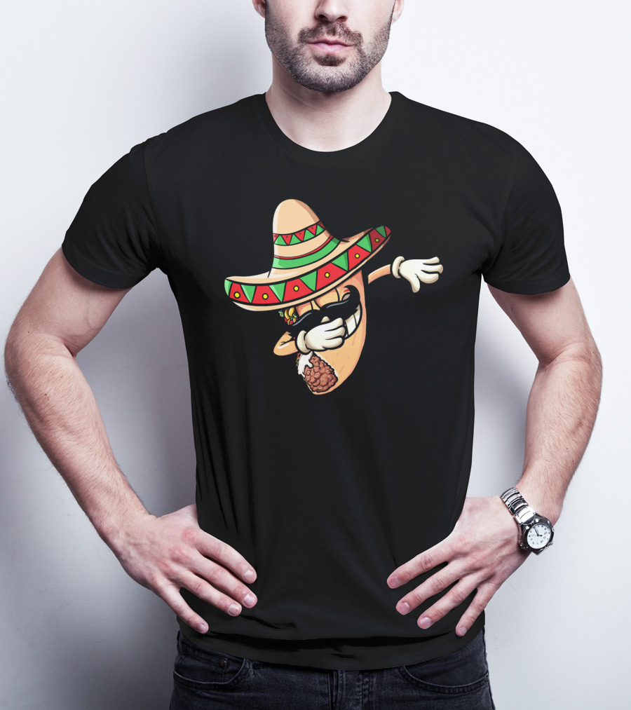Funny Dabbing Taco Cinco De Mayo Fiesta Sombrero T-Shirt
