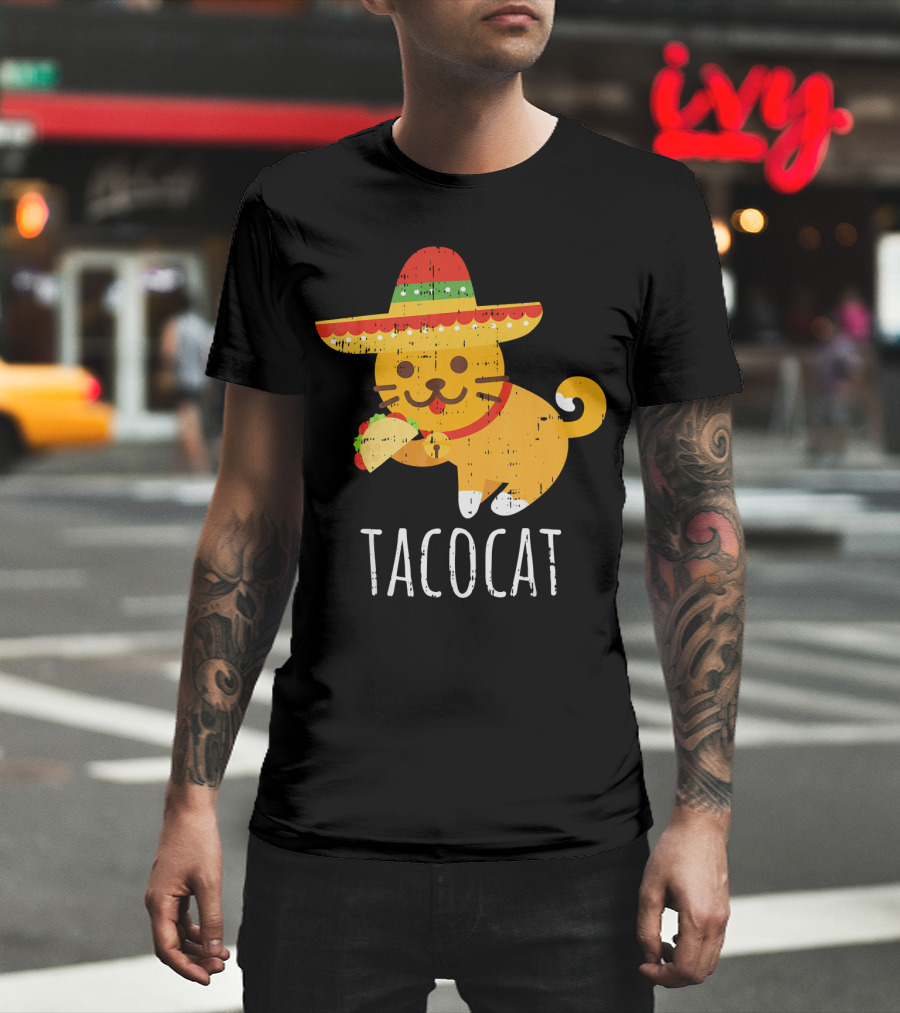 Tacocat Sombrero Taco Cat Funny Mexican Cinco De Mayo T-Shirt