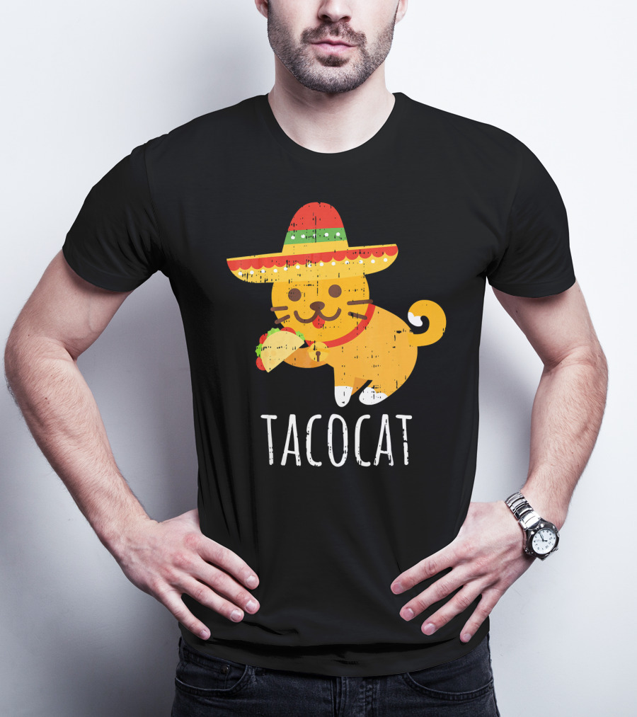 Tacocat Sombrero Taco Cat Funny Mexican Cinco De Mayo T-Shirt