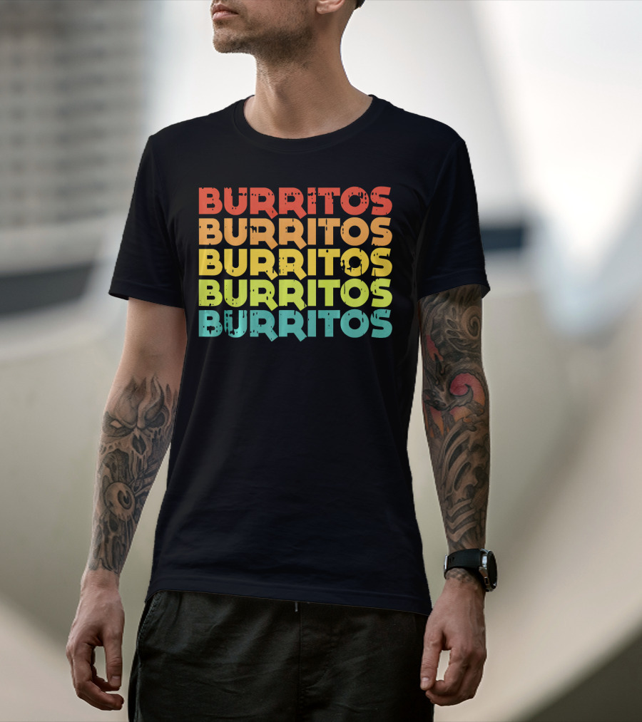Cinco De Mayo Burritos Retro Vintage Mex T-Shirt