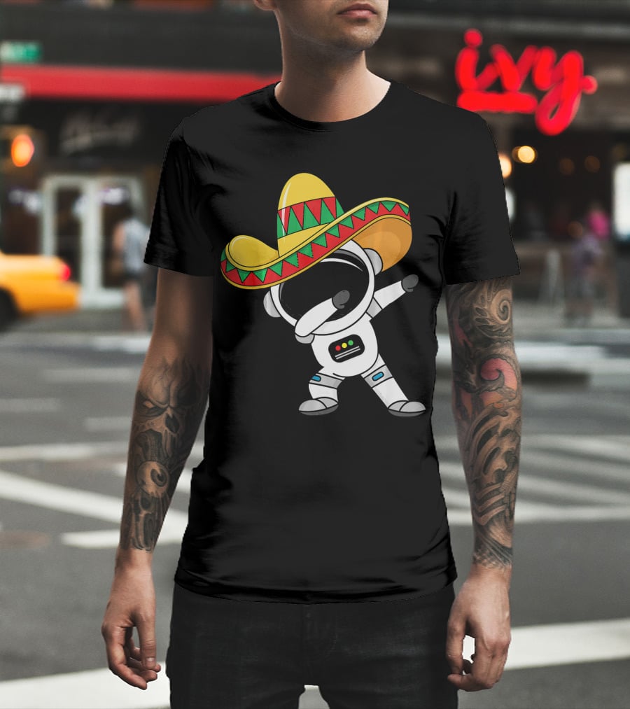 Kids Cinco De Mayo Astronaut Sombrero Dabbing T-Shirt