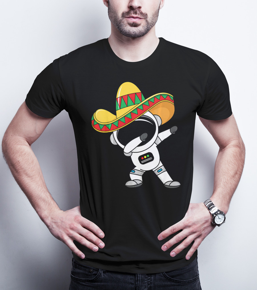 Kids Cinco De Mayo Astronaut Sombrero Dabbing T-Shirt