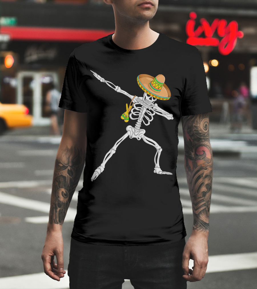 Cinco De Mayo Dabbing Skeleton Sombrero Dance T-Shirt