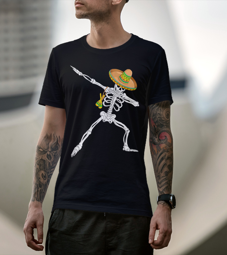 Cinco De Mayo Dabbing Skeleton Sombrero Dance T-Shirt