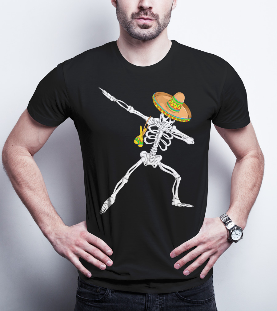 Cinco De Mayo Dabbing Skeleton Sombrero Dance T-Shirt