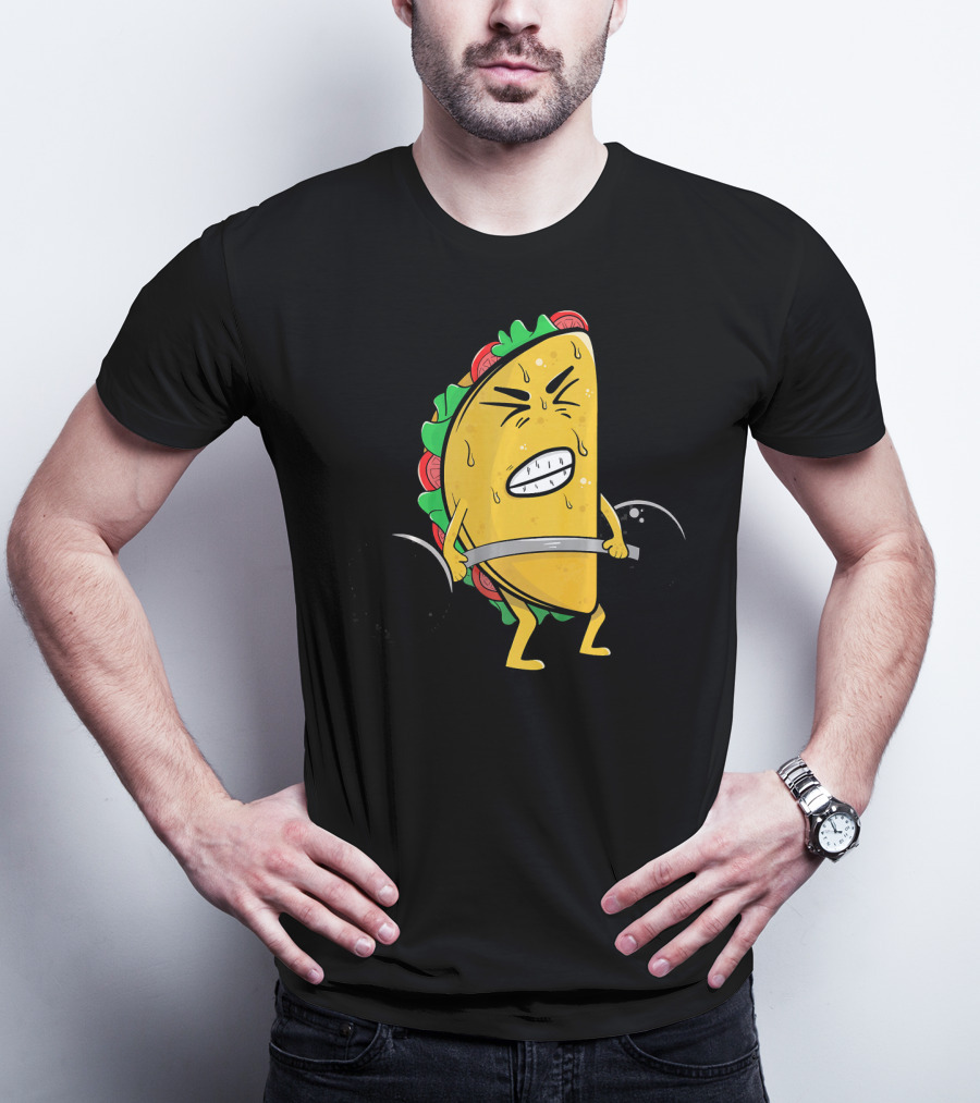 Funny Spanish Weightlifting Taco With Determined Expression T-Shirt