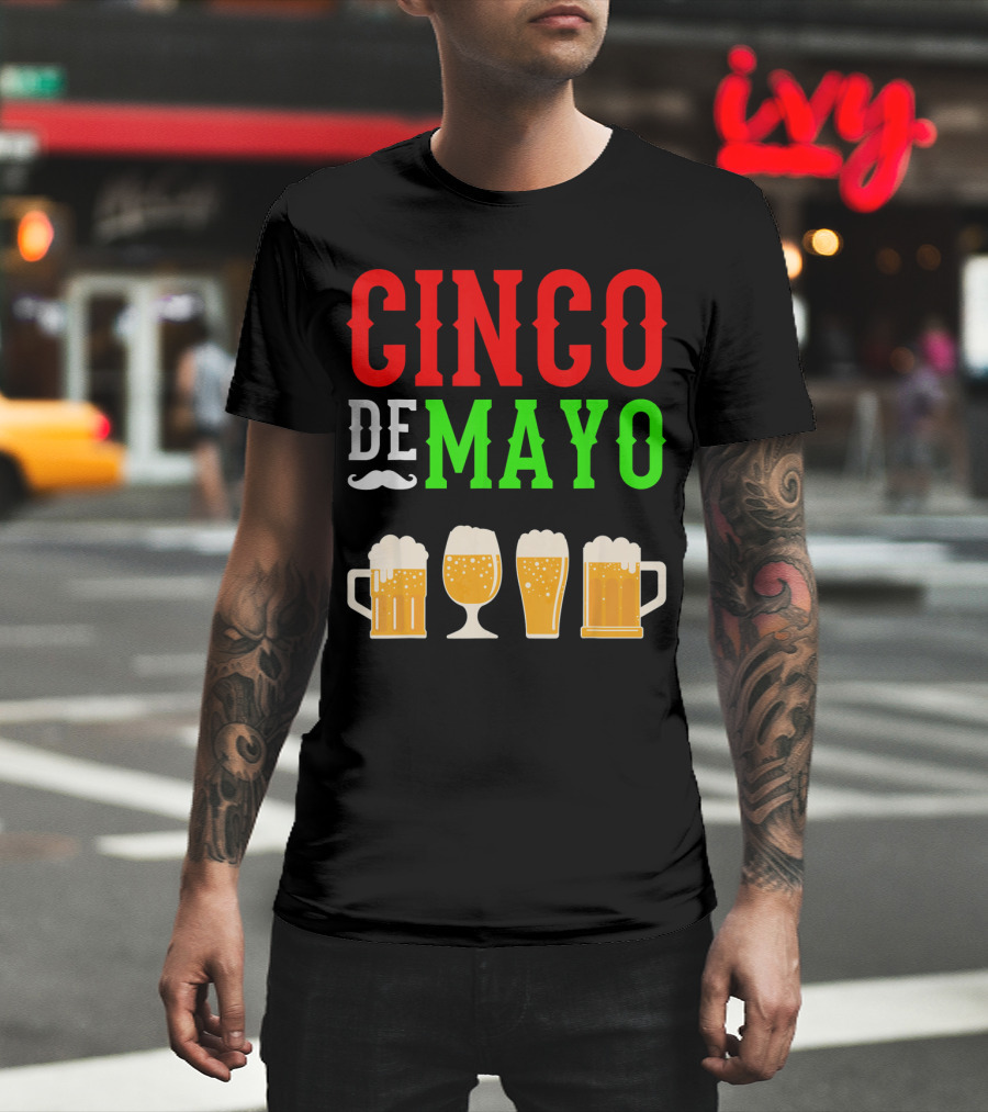 Cinco De Mayo Beer Glasses Funny Mexico T-Shirt