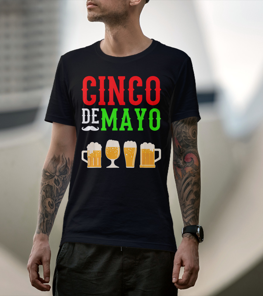 Cinco De Mayo Beer Glasses Funny Mexico T-Shirt
