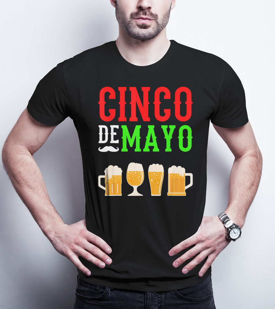 Cinco De Mayo Beer Glasses Funny Mexico T-Shirt
