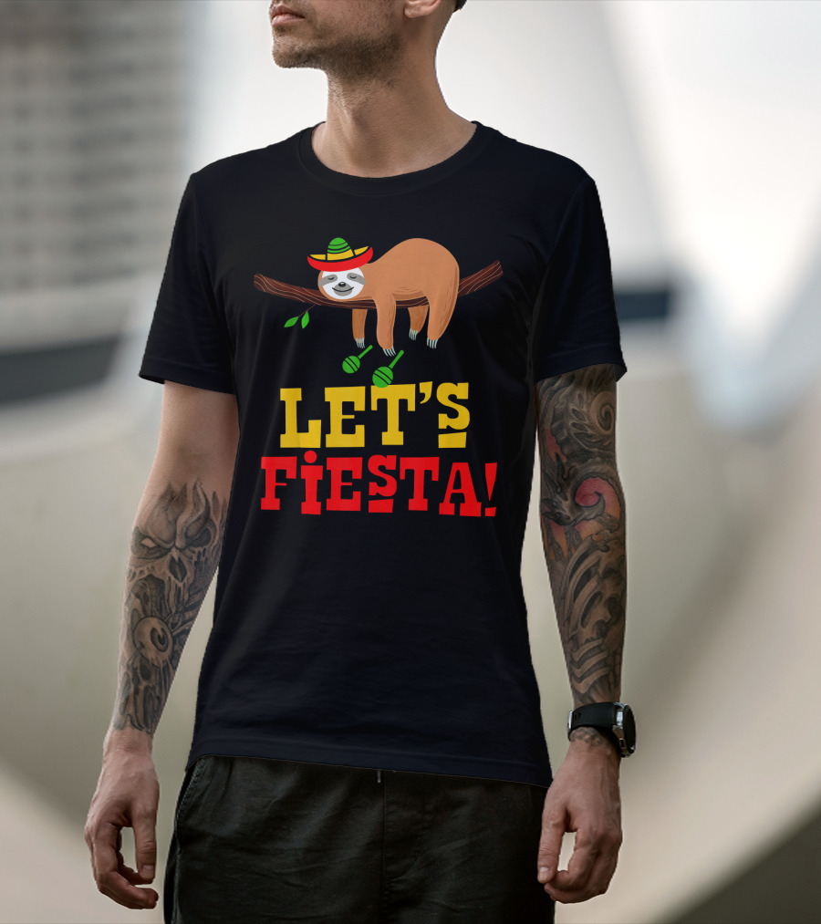 Let's Fiesta Cinco De Mayo Sloth Sombrero T-Shirt