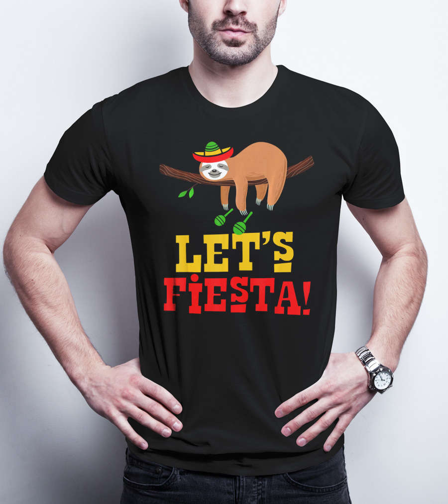 Let's Fiesta Cinco De Mayo Sloth Sombrero T-Shirt
