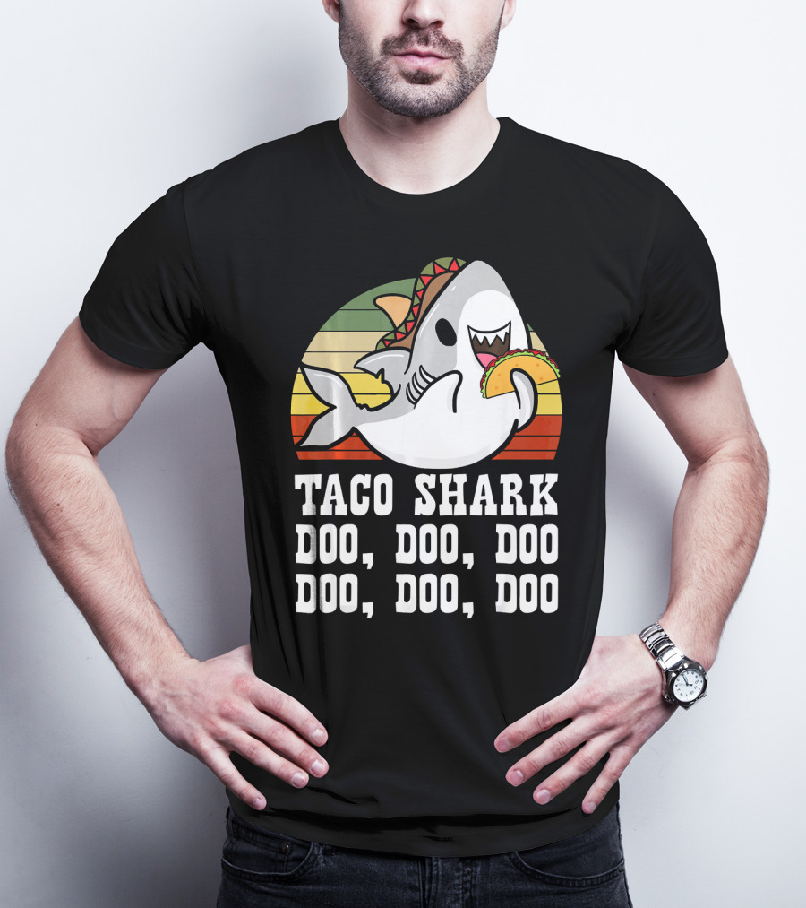 Taco Shark Doo Doo Doo Doo Doo Doo Mexican Cinco Lover T-Shirt