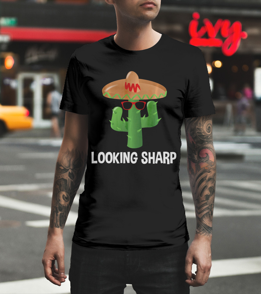 Looking Sharp Cactus Wearing Sombrero And Sunglasses T-Shirt