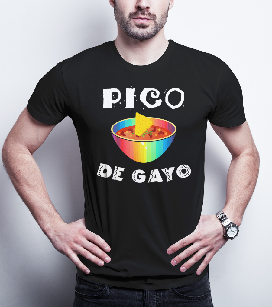 Pico De Gayo Funny Cinco De Mayo Rainbow Salsa Bowl With Chip T-Shirt