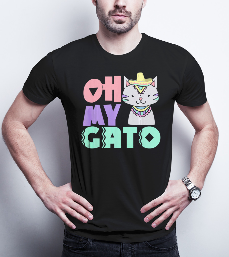 Oh My Gato Cinco De Mayo Cat Sombrero And Poncho T-Shirt
