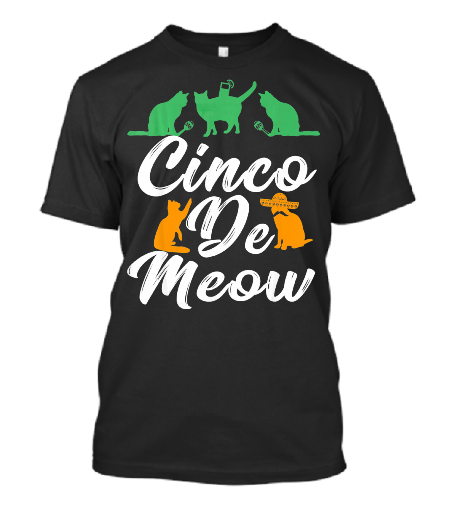 Cinco De Meow Fun Cat Celebration With Mexican Hat T-Shirt