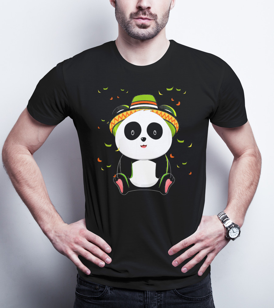 Cute Panda Bear With Sombrero For Cinco De Mayo 5th Of May T-Shirt