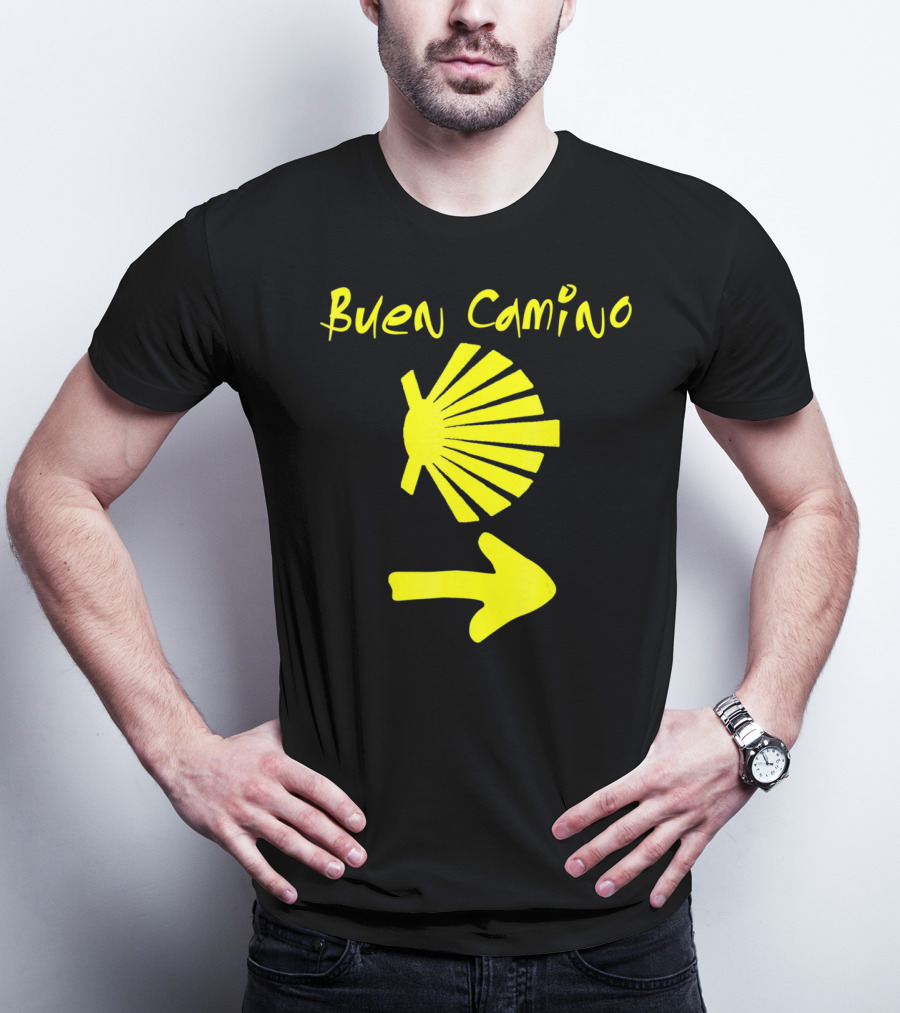 Buen Camino Santiago Yellow Shell Arrow T-Shirt