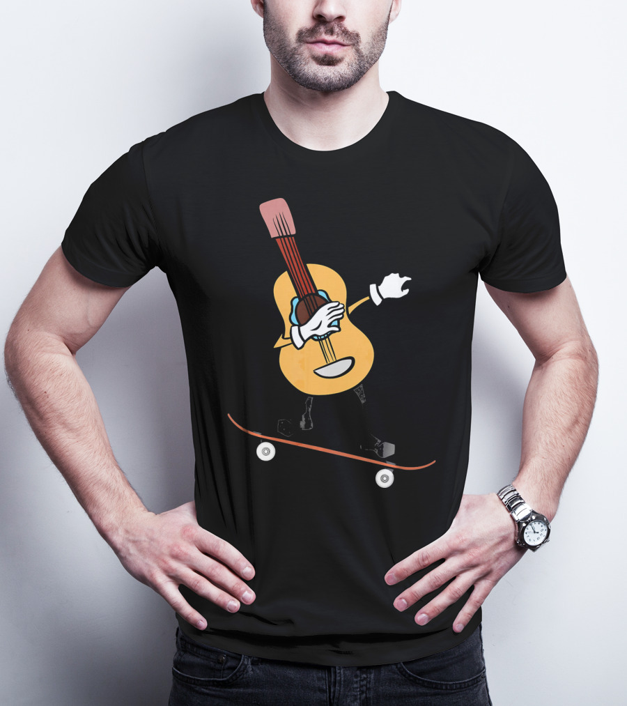 Skateboard Cinco De Mayo Funny Mexico Guitar Riding T-Shirt