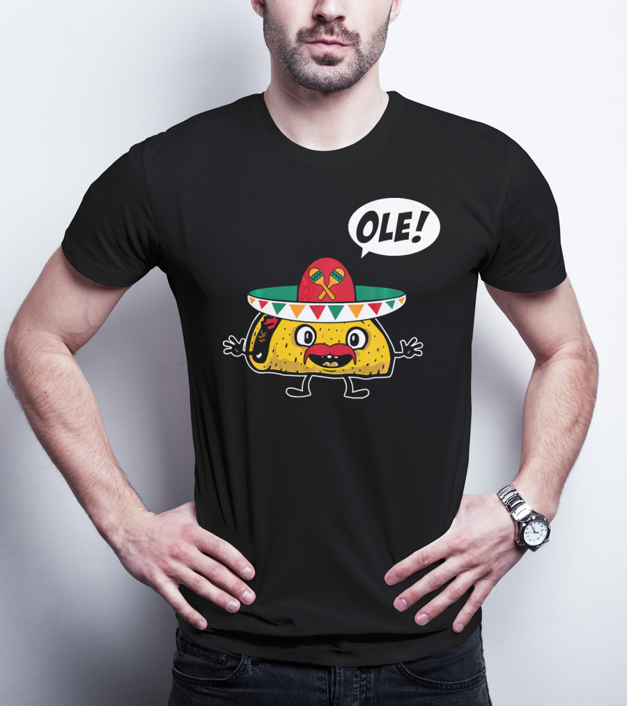 Ole Funny Taco With Sombrero For Cinco De Mayo T-Shirt