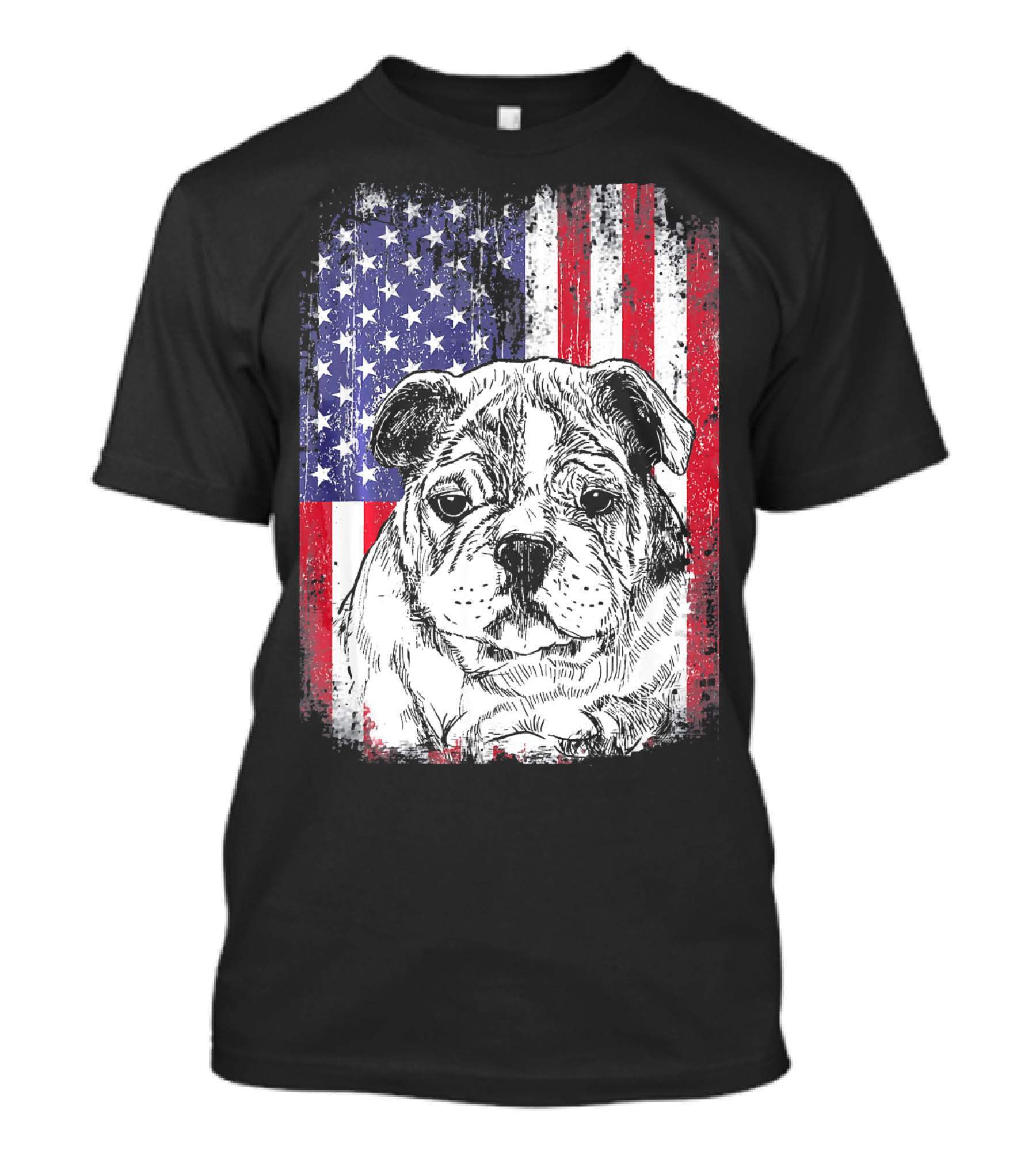 Patriotic American Flag Bulldog T-Shirt