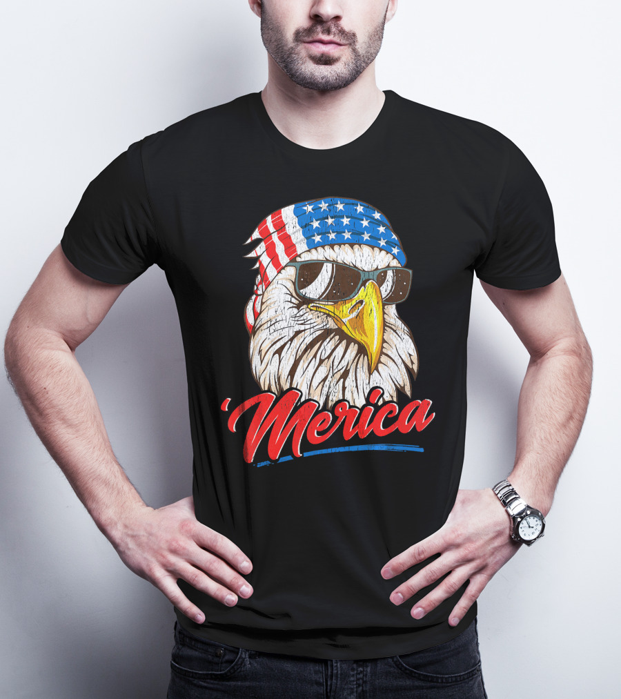 Merica Bald Eagle 80s Mullet Eagle Ameri T-Shirt