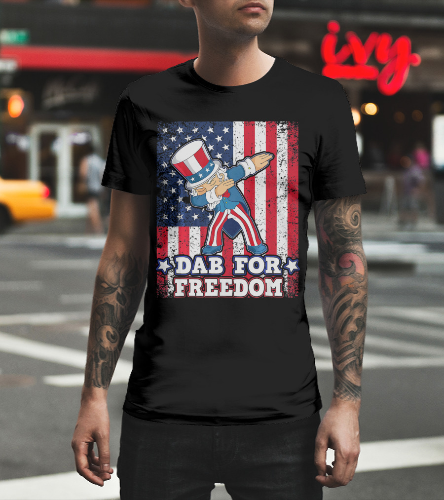 Uncle Sam Dabbing Dab For Freedom Patriotic Flag T-Shirt