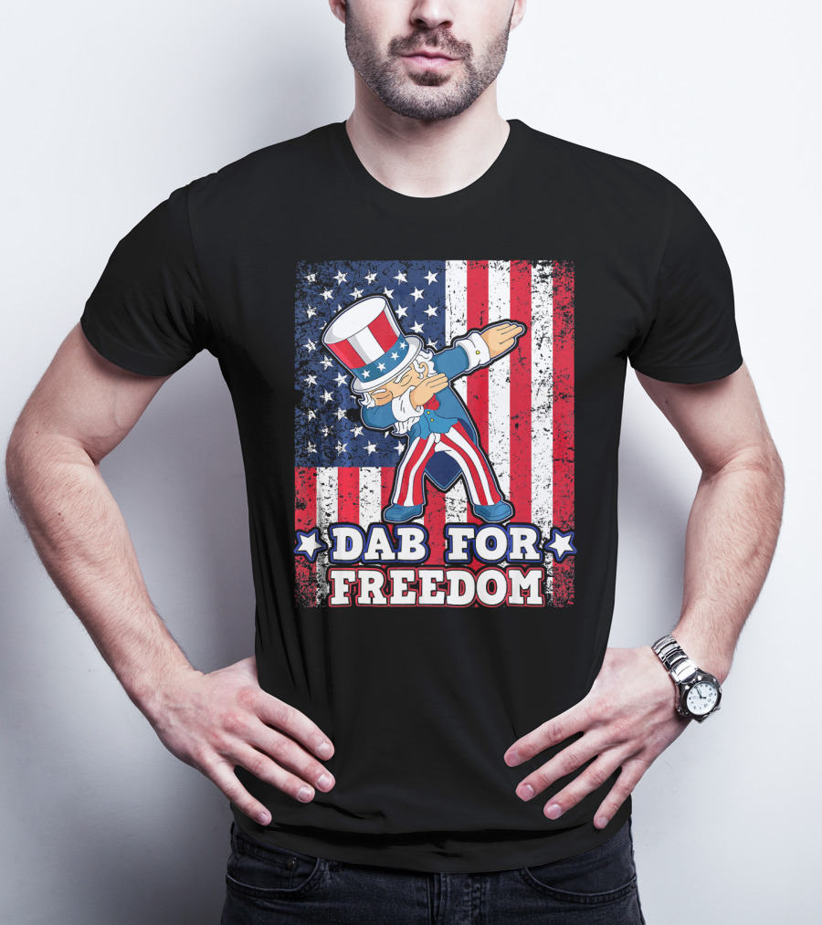Uncle Sam Dabbing Dab For Freedom Patriotic Flag T-Shirt