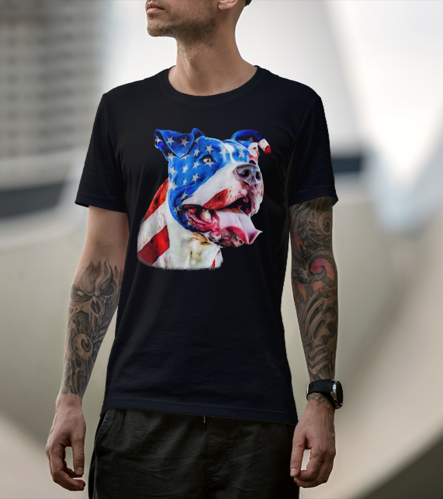 American Pit Bull Terrier USA Flag T-Shirt