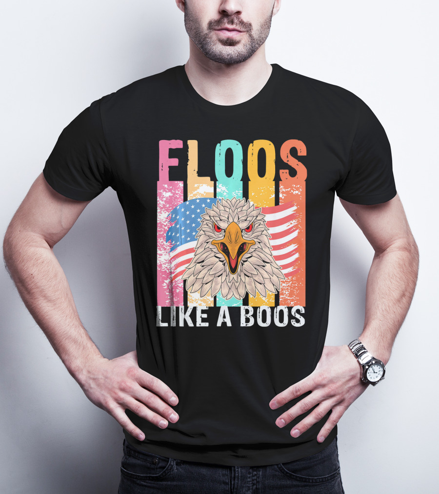 FLOOS Like A Boos Bald Eagle American Flag Vantage T-Shirt