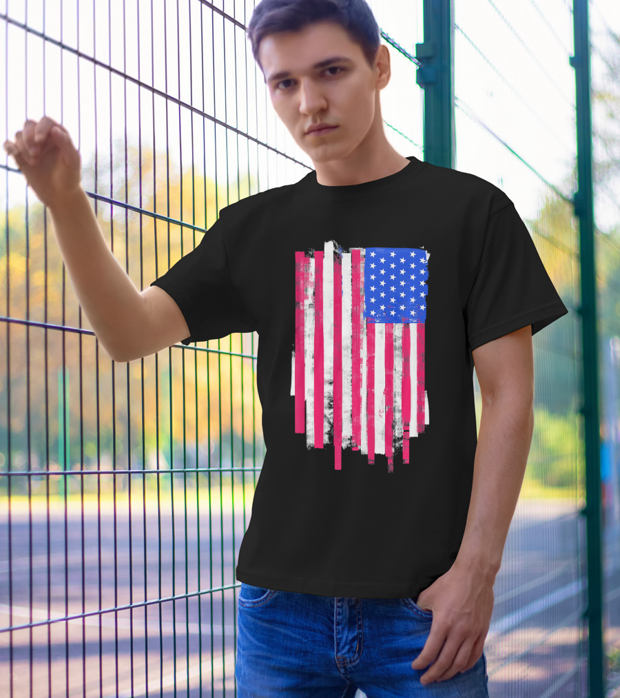 American Distressed USA Flag Patriotic T-Shirt