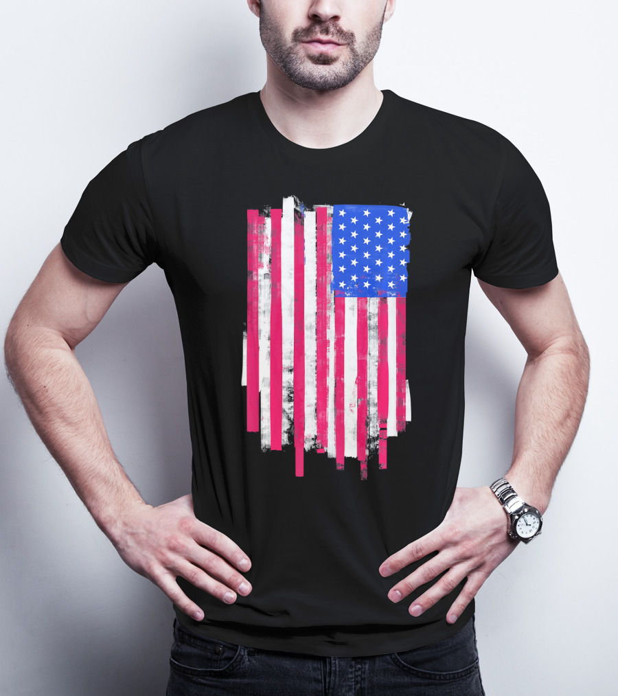American Distressed USA Flag Patriotic T-Shirt