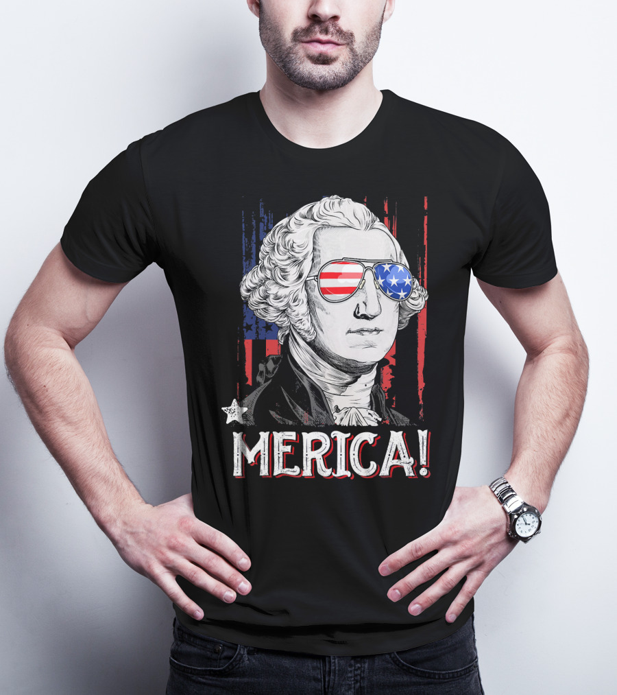 Star-Spangled George Washington Cool Shades Merica T-Shirt