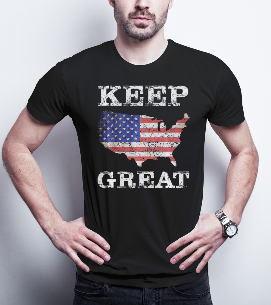 Keep America Great Vintage Patriot Map Flag T-Shirt