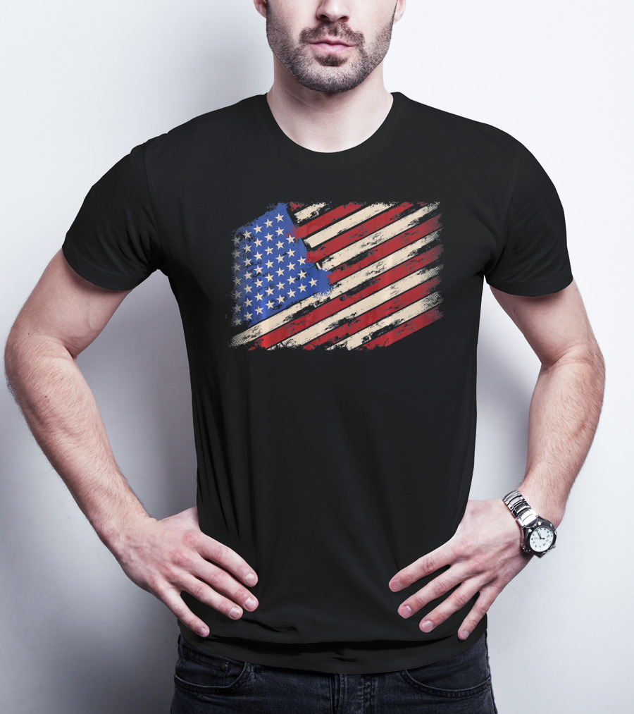 Distressed American US Flag Vintage Retro T-Shirt