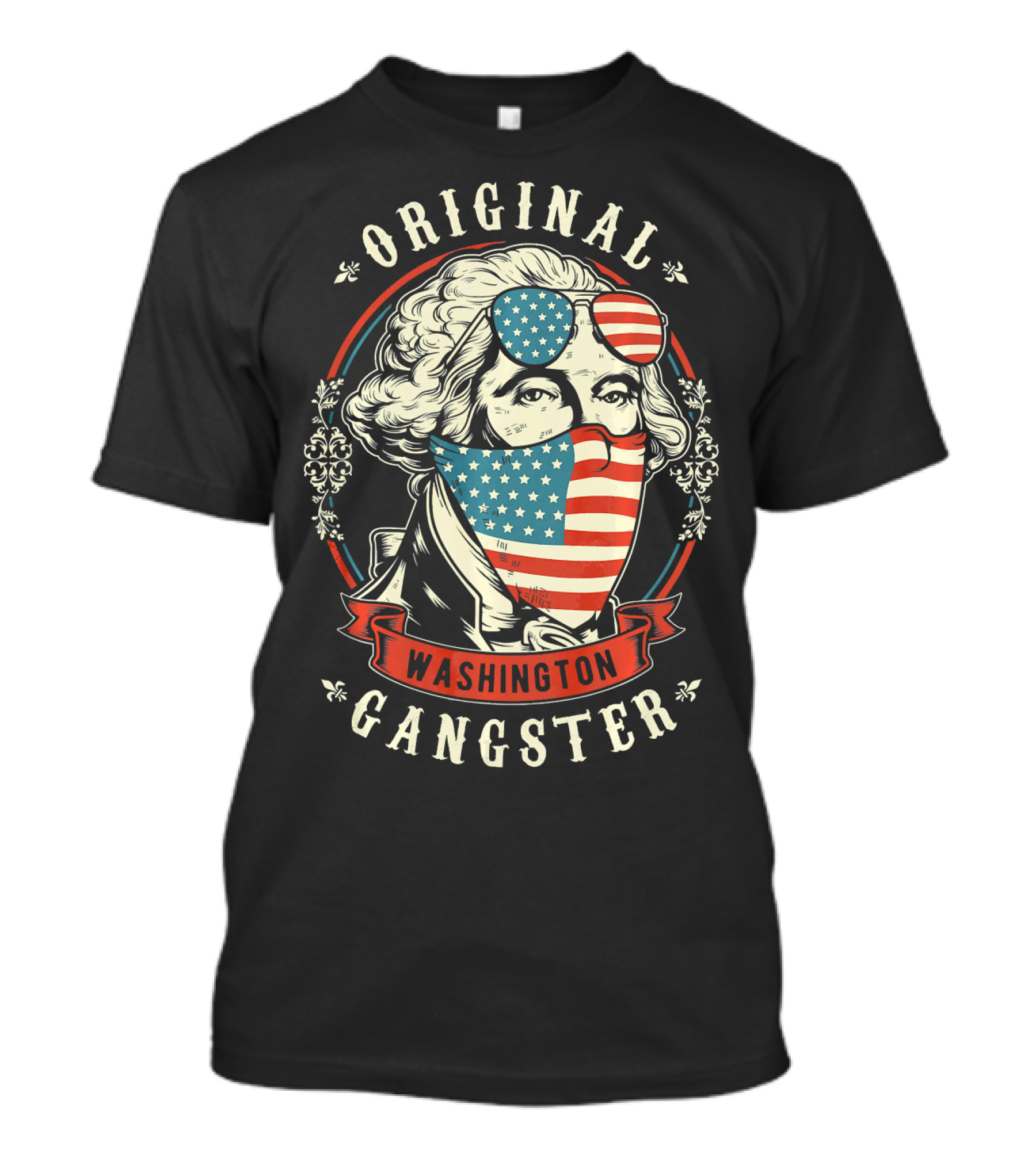Original Gangster Washington American Flag Bandana Sunglasses T-Shirt