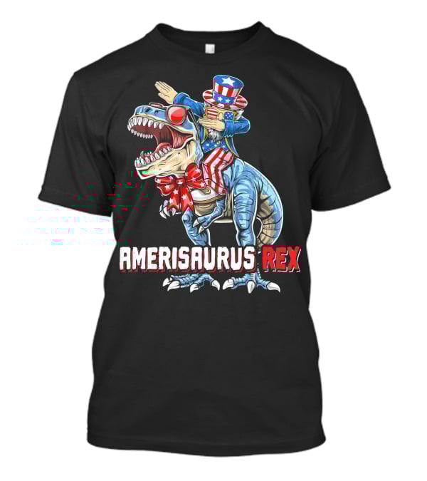 Amerisaurus Rex Dinosaur Dabbing Uncle Sam Patriotic Stars Stripes T-Shirt