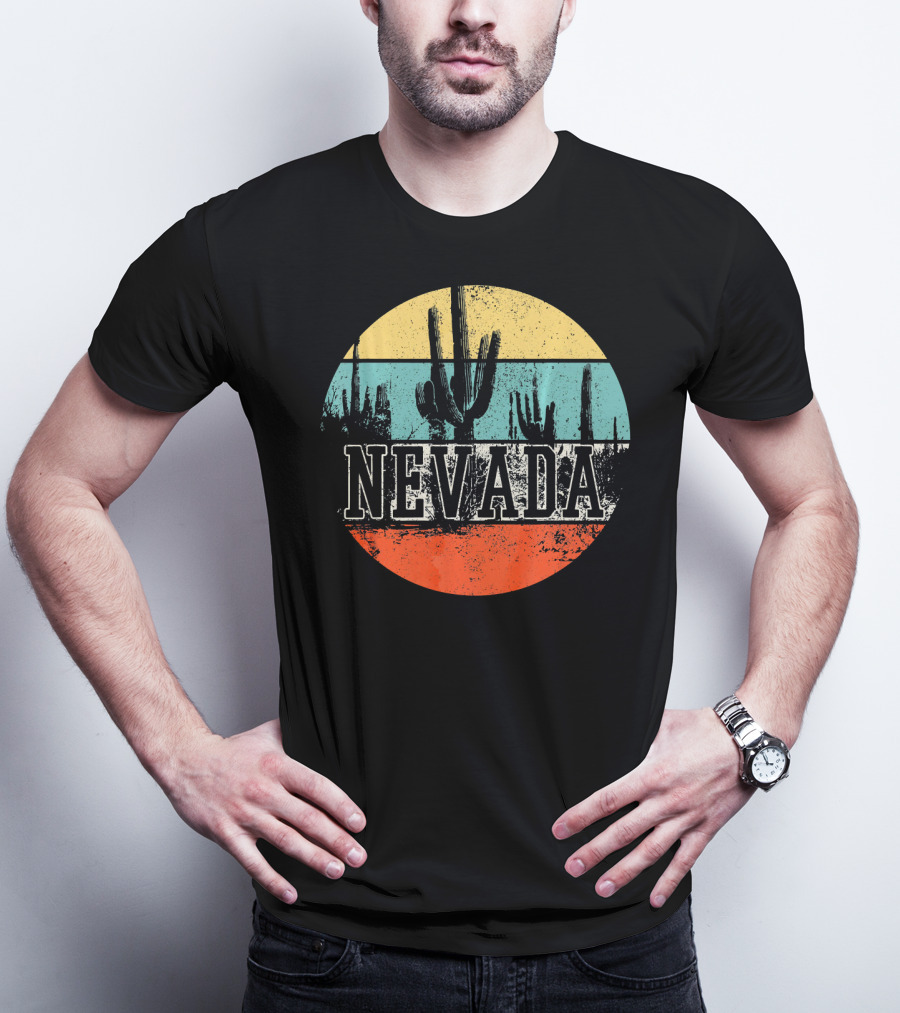 Nevada USA Cactus Desert Vintage Sunset T-Shirt