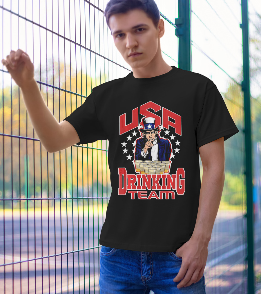 USA Uncle Sam Drinking Team Beer Pong Stars T-Shirt