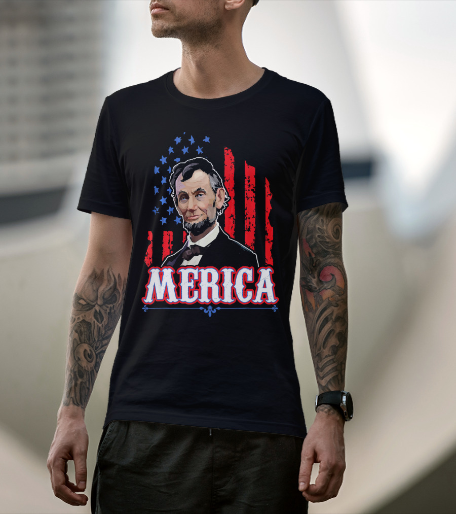 Abraham Lincoln Merica USA Flag T-Shirt
